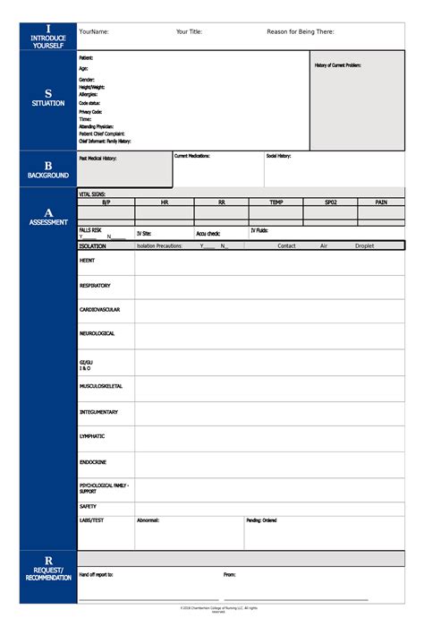 Isbar Document I Introduce Yourself Yourname Your Title Reason For