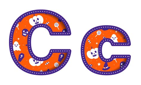 Cute Happy Halloween C Alphabet Capital Small Letter Party Font Typography Character Cartoon