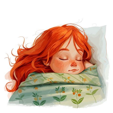 Premium Vector Cuteredhairedlittlegirlsleepingsweetly