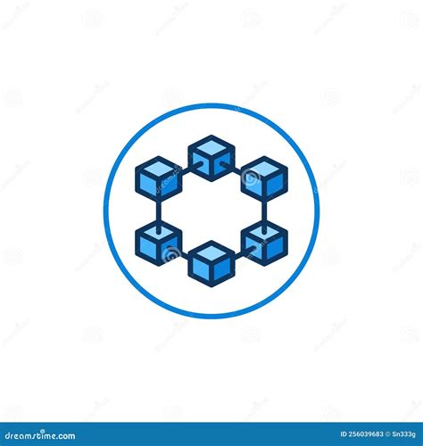 Blockchain Con 6 Bloques En El Icono Azul Del Vector Circular Signo De