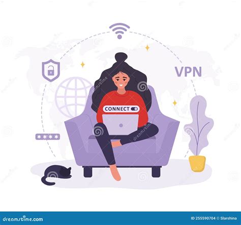 Vpn Service Woman Using Virtual Private Network Personal Information