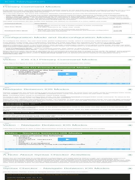 Ios Navigation Primary Command Modes Pdf Command Line Interface Network Switch