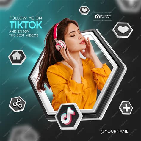 Premium Psd Banner For Tiktok In 3d Render With Blue Background