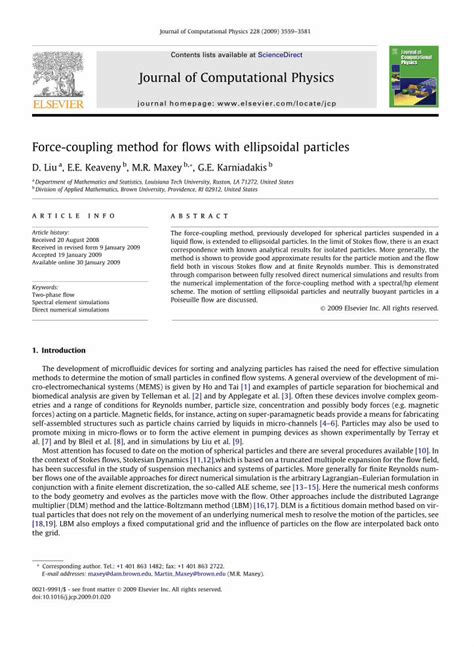 Pdf Force Coupling Method For Flows With Ellipsoidal Particles Dokumentips