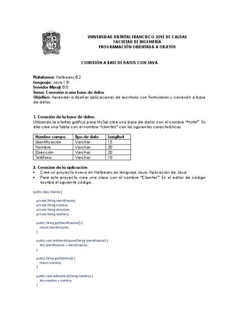 Guia Conexion A Base De Datos Java Pdf Java Lenguaje De Programación Mi Sql
