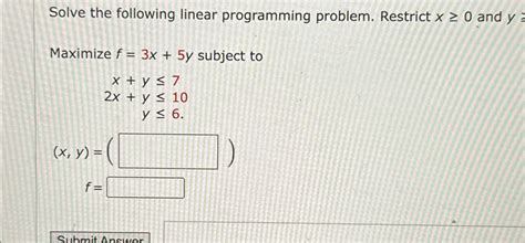 Solved Solve The Following Linear Programming Problem Chegg