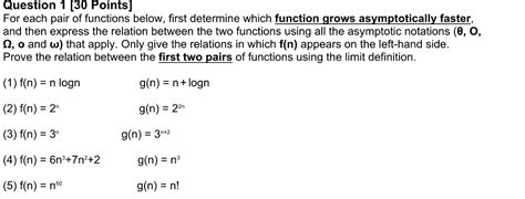 Solved Question 1 30 Points For Each Pair Of Functions