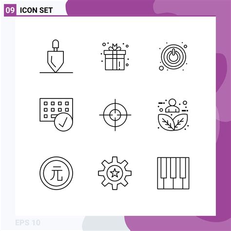 Editable Vector Line Pack Of 9 Simple Outlines Of Target Gadget Play Devices Computers Editable