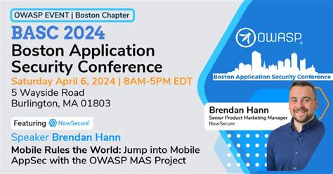 Brendan Hann On Linkedin Owasp Owasp Owaspboston Basconf Basconf24 Appsec Mobileappsec