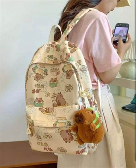 Mochila Capibara Kawaii A4 Amarillo Pastel Rappi