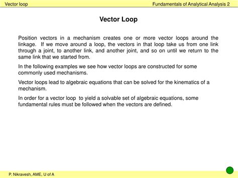 Ppt Vector Loop Fundamentals In Analytical Kinematics Powerpoint