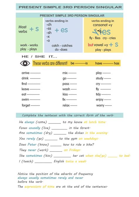 Present Simple 3rd Person Singular Interactive Worksheet Artofit