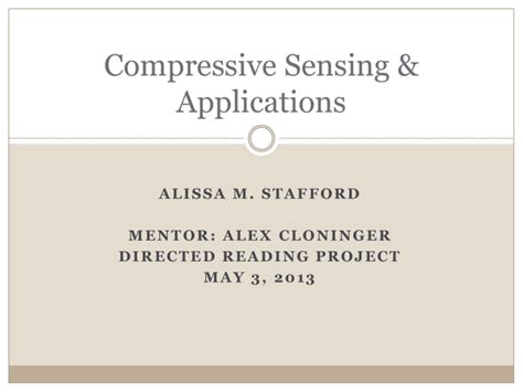 compressive sensing and applications