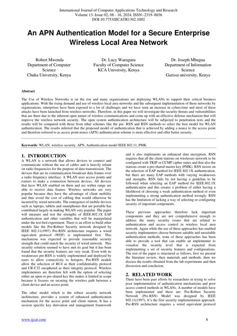 Pdf An Apn Authentication Model For A Secure Enterprise Wireless Local Area Network
