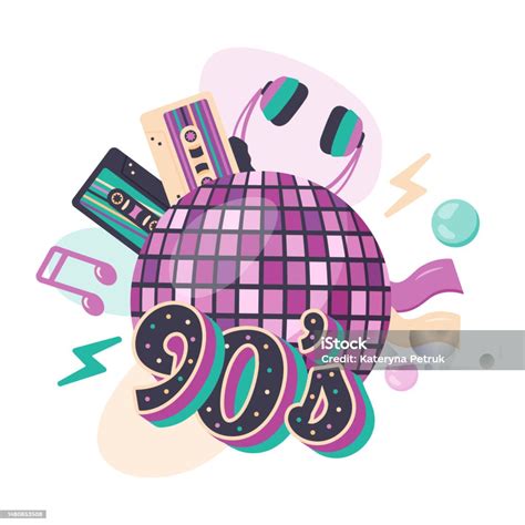 모자이크 핑크 미러 디스코 볼 헤드폰 노트 음악 플레이어용 카세트 풍선껌 클립 아트 향수 뮤지컬 파티 광고 포스터 배너를 위한 90년대 80년대 복고풍 스타일의 음악 템플릿