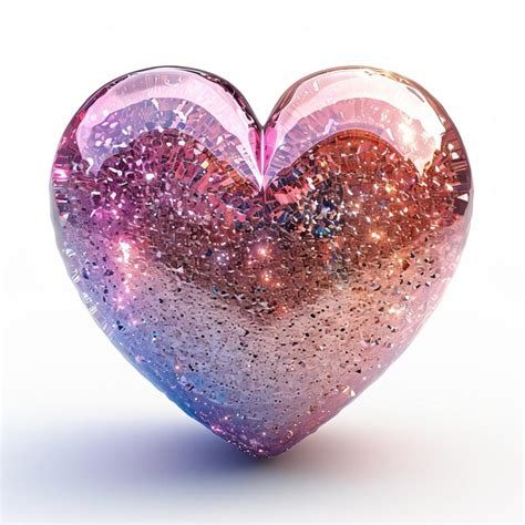 Beautiful Sparkling Heart Isolated On White Background Premium Ai