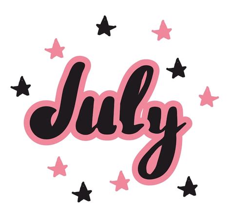 Letras De Julio Con Estrellas Ilustraci N Vectorial Escrita A Mano Vector Premium
