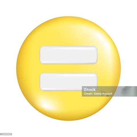 등호가 있는 사실적인 3d 노란색 둥근 구 모양 장식 원 단추 아이콘 구형 기호 교육 수학 요소 흰색 배경에 분리된 추상 벡터 그림 0명에 대한 스톡 벡터 아트 및 기타