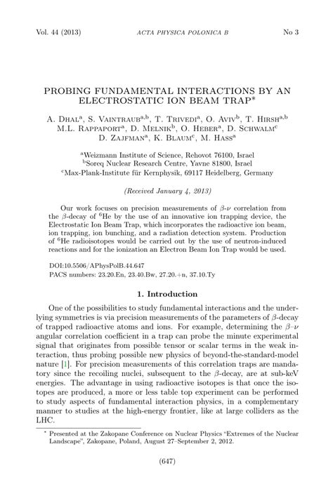 Pdf Probing Fundamental Interactions By An Electrostatic Ion Beam Trap