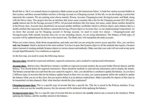 Solved Cst8132 Object Oriented Programming Lab 6 Banking