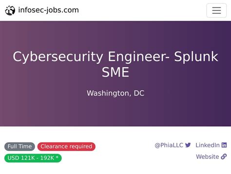 [hiring] Cybersecurity Engineer Splunk Sme In Washington Dc R