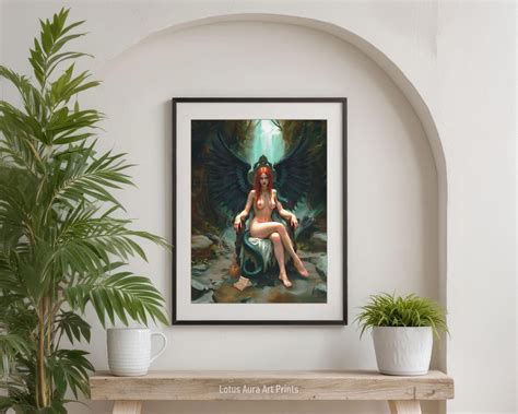 Liliths Throne Demon Goddess Printwhimsical Goth Fallen Angel Lilit