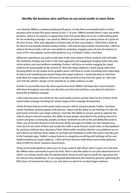 Unit 3 Using Social Media In Business Assignment 2 Plan To Use In Business To Meet Requirements
