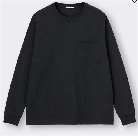 ＊一元起標無底價＊全新真品gu By Uniqlo Gu休閒副牌heavy Weight重磅高磅數紮實純棉質黑色長袖大學圓領口袋薄款長袖
