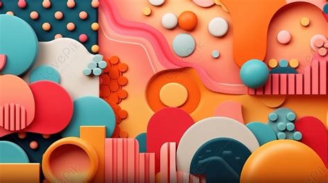 멤피스 스타일의 푹신한 기하학적 모양을 갖춘 다채로운 3d 아트 배경 힙스터 패턴 배경 타일 배경 기하학 배경 이미지 Hd 힙스터 패턴 타일 기하학 배경 사진