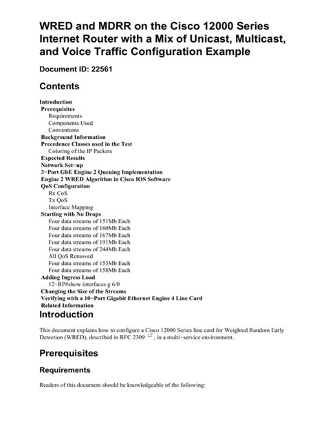 WRED And MDRR On The Cisco 12000 Series