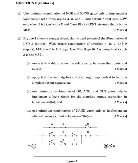 Solved Question 25 Marks Use Minimum Combination Of Nor And Xnor