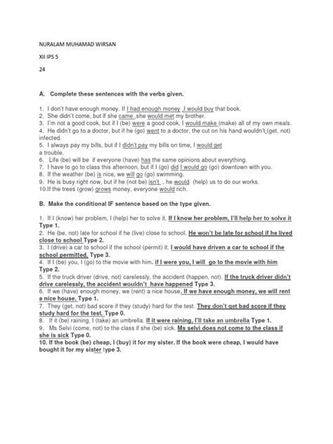 Conditional Sentence Exercise Pdf