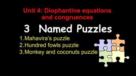 Diophantine Equation And Congruence Puzzles Pptx Physics Science