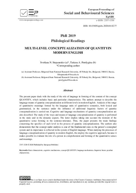 pdf multi level conceptualization of quantityin modern english