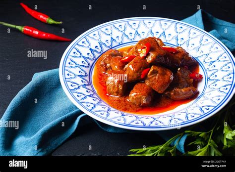 Asian Food Concept Sambal Goreng Daging Beef In Red Curry Chili And