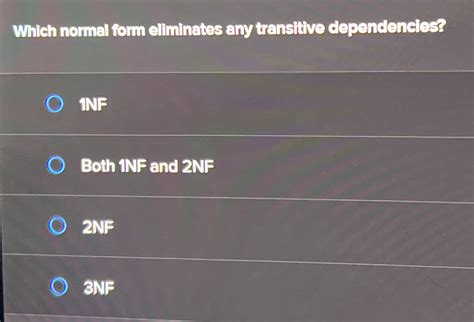 Which Normal Form Eliminates Any Transitive Chegg Com