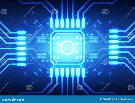 Technology Processor On Circuit Board Vector Background Stock Vector Illustration Of Abstract