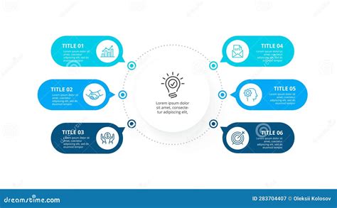 Flowchart Infographic Template With 6 Steps Or Options Vector Business Template For