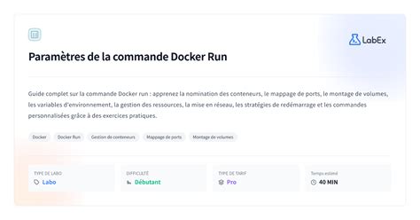 Maîtrise De La Commande Docker Run Des Bases Aux Paramètres Avancés Labex