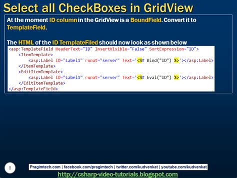 Sql Server Net And C Video Tutorial Javascript To Select All Checkboxes In Gridview