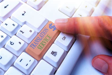 Conceptual Hand Writing Showing Translation Service Business Photo Showcasing The Equivalent