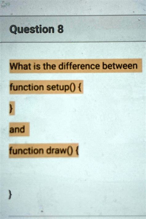 Question 8 What Is The Difference Between Function Setup 0 Function