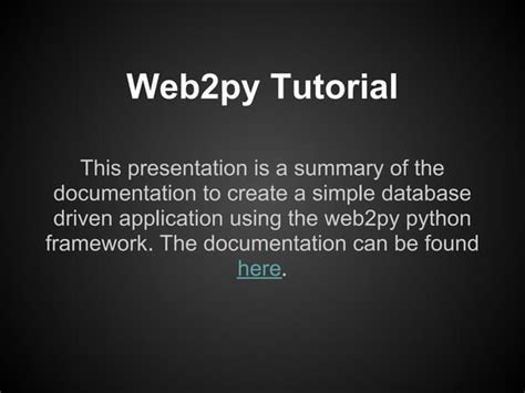 Web2py Tutorial To Create Db Driven Application Pdf