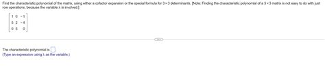 Solved Find The Characteristic Polynomial Of The Matrix Chegg