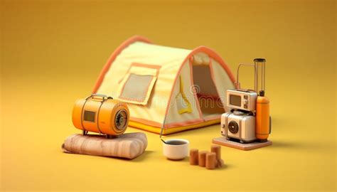 Minimal Creative Camp Objects Realistic Miniature Concept Created With AI Stock Illustration
