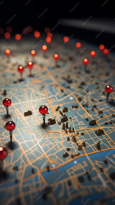 Premium Ai Image Urban Navigation Red Pins On City Map Guiding