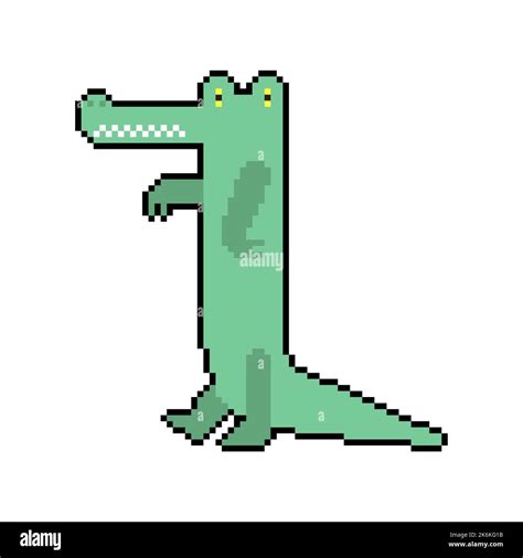 Crocodile Pixel Art 8 Bit Croc Pixelated Alligator Vector