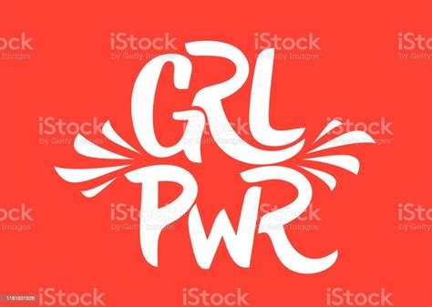 밝은 산호 생생한 글꼴소녀 전원 비문 Grl Pwr 핸드 레터링 손 글자 문구 소녀 파워와 간단한 스타일 포스터 또는 티셔츠를 위한 세련된 프린트 벡터 그림입니다 격언에