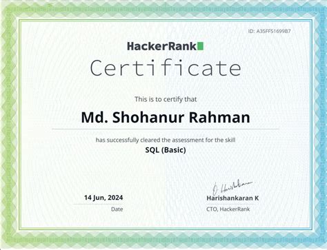 Md Shohanur Rahman On Linkedin I Completed The Sql Basics On Hackerrank 💻🎉