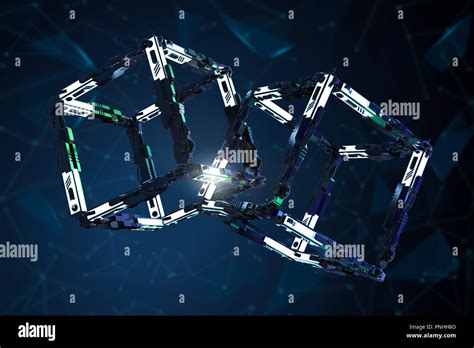 Blockchain Technology Concept With 3d Rendering Blocks Connection Stock